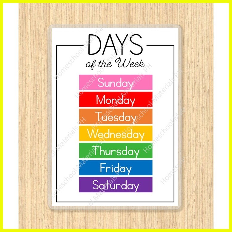 Simple DAYS OF THE WEEK Poster - Laminated Posters - A4 Size | Shopee ...