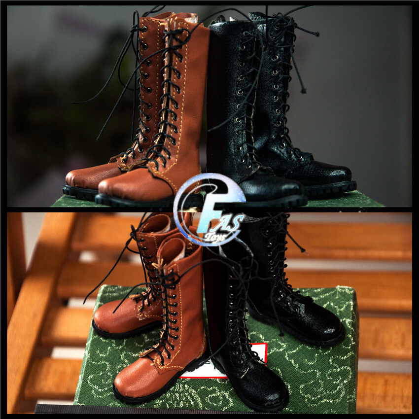 New 1/6 Scale Man Long Boots Shoes Model Solid Inside With Feet For 12 ...