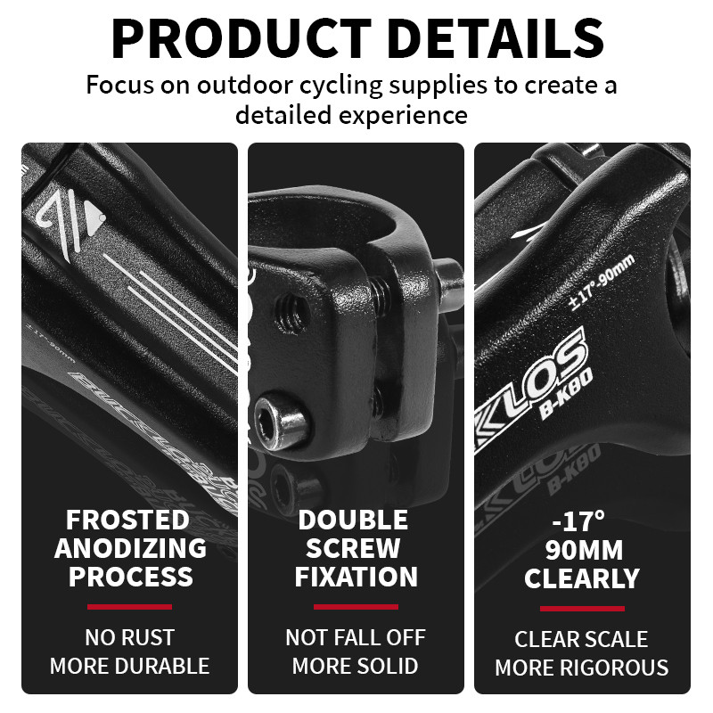 BUCKLOS Stem 17° bicycle Stem 31.8mm Ultralight Aluminium Alloy MTB ...