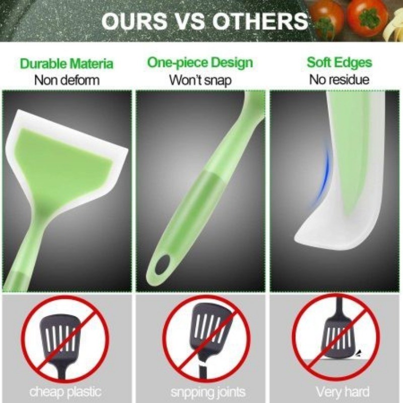 Non-stick Silicon Spatula Kitchen Scraper Pro Home Cooking Utensils ...