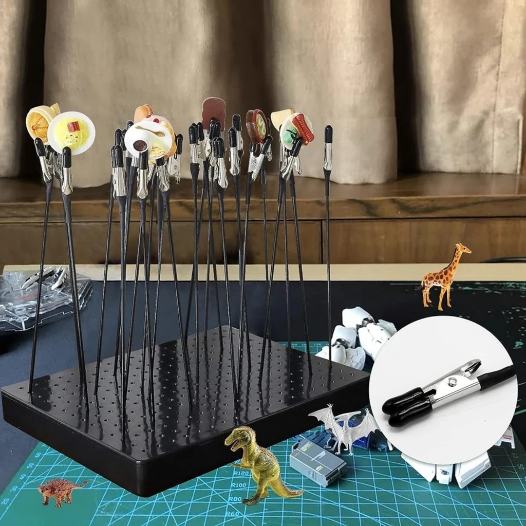 Model Painting Stand Base Holder 10Pcs Metal Alligator Clip Stick ...