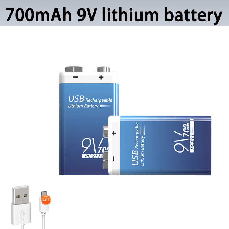 Lithium Rechargeable Battery Charging 9V 700Mah Square Battery For Toy ...