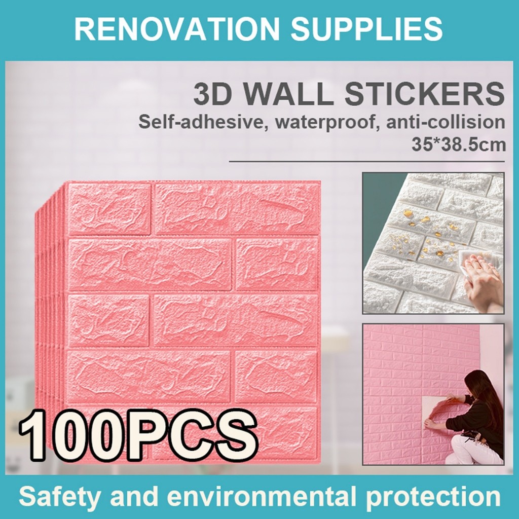100pcs 3D wall paper sticker 35cm*38cm water proof room decoration ...