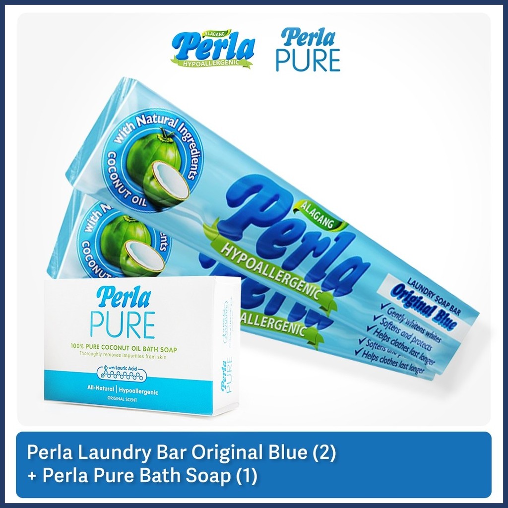 Perla Laundry Long Bar Original Blue 380g And Pure Bath Soap 125g ...