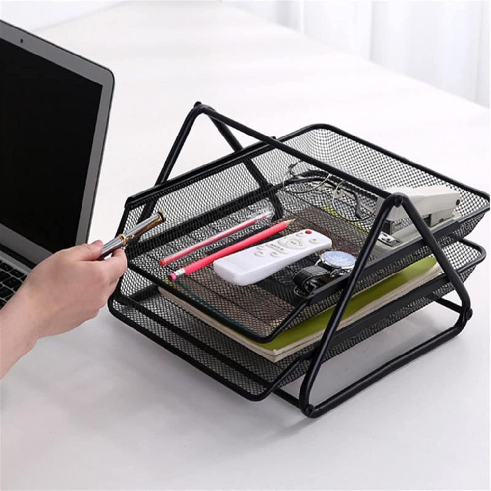 2Tier Metal Mesh Document Tray, File Rack for A4 Documents/Papers ...