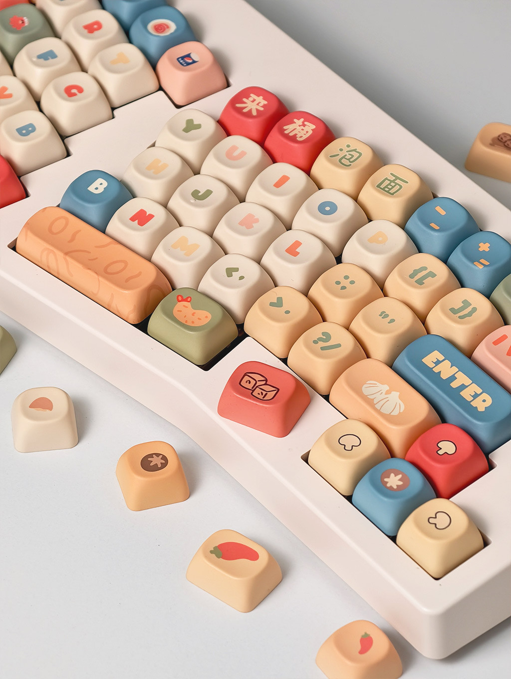 Instant Noodle Keycaps MOA Profile 131 Keys PBT Dye Sublimation Aula ...