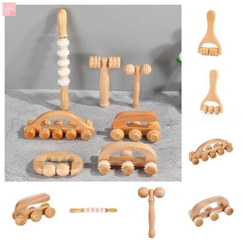 GLOWLITE Manual Wooden Massage Roller Handheld Household Body Tool ...