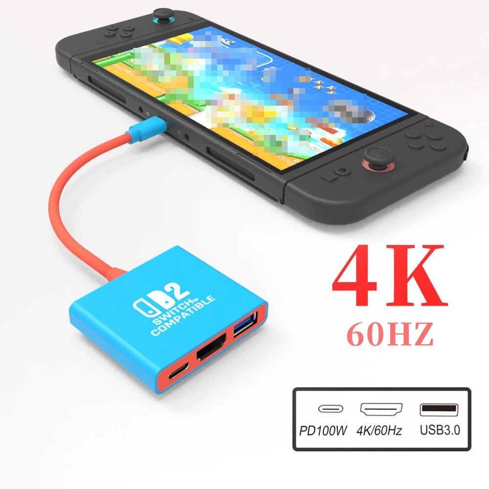 For Switch2 Dock 4K HDMI USB 3.0 Hub Adapter USB C Splitter TV Portable Docking Station for ...