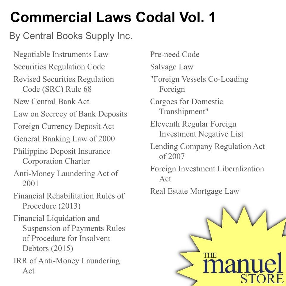 Codal Set (Central) (2023) - Commercial Laws of the Philippines ...