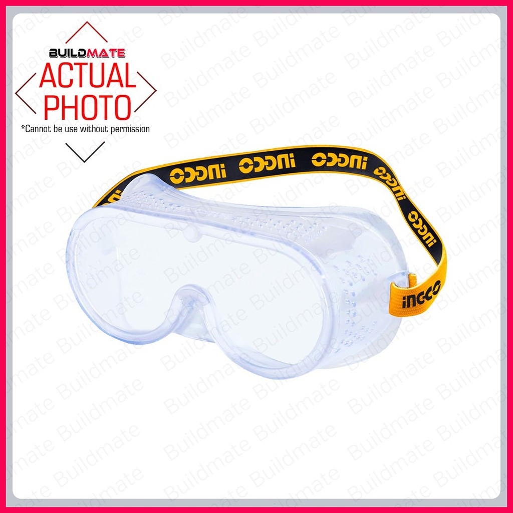 BUILDMATE Ingco Safety Goggles Elastic Headband Lightweight PVC Frame ...