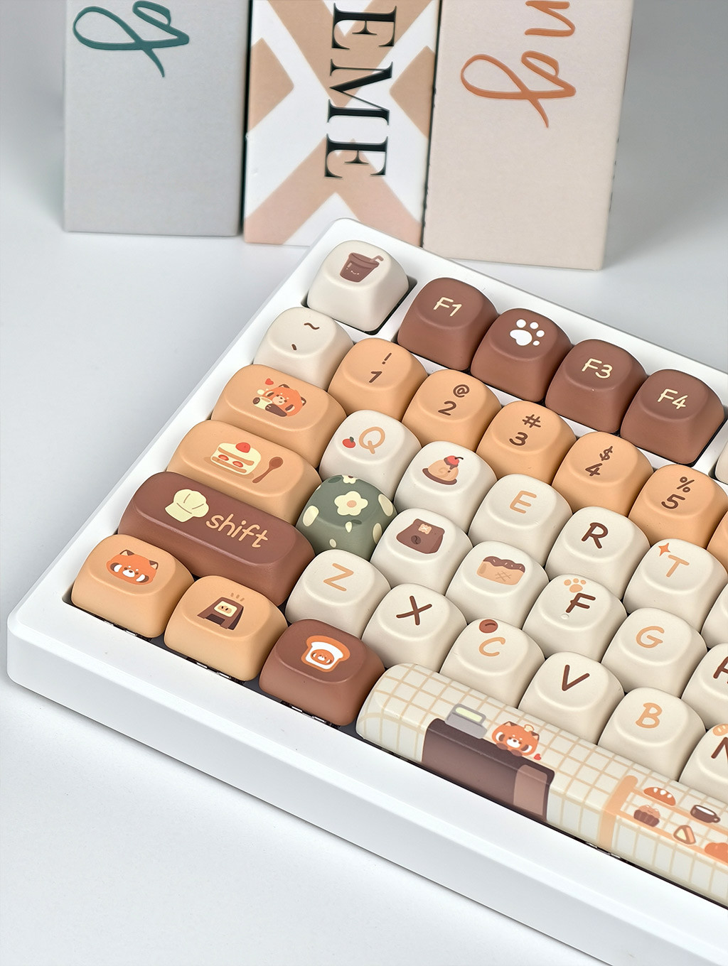 Red Panda Cafe Keycaps MOA Profile 120+ Keys PBT Dye Sublimation MAD 68 ...