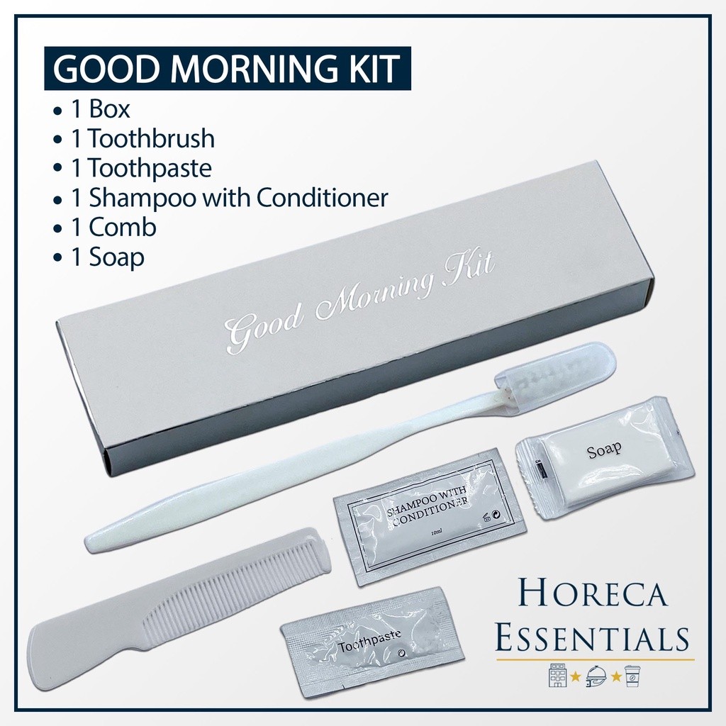Good Morning Kit - Toothbrush, Toothpaste, Comb, Soap and Shampoo w ...