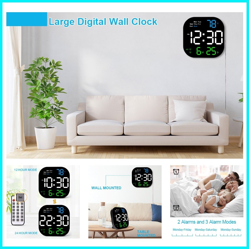 Remote Control LED Digital Wall Clock Multifunction Clock For Home ...