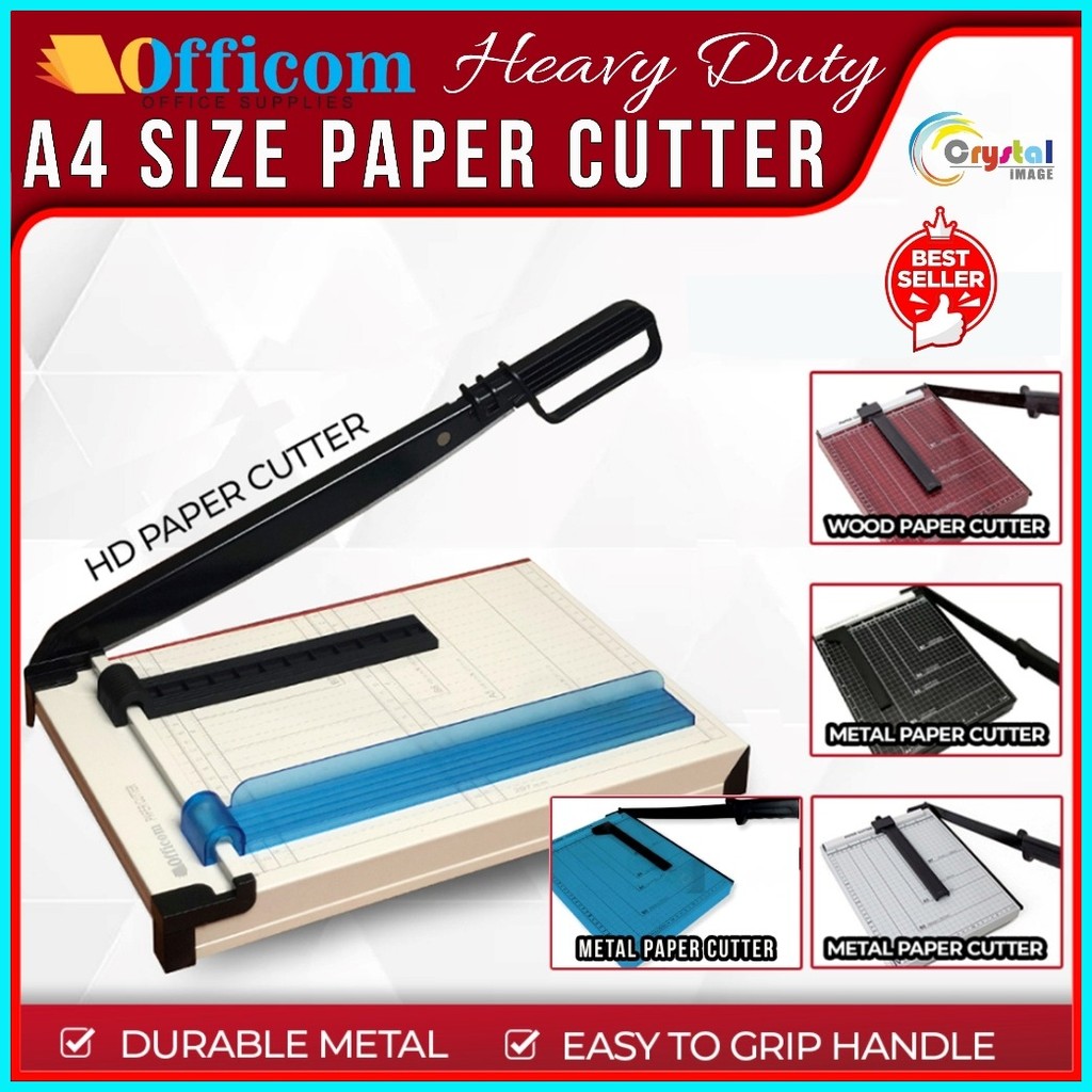 Officom Paper Cutter A4 Size Wood | Metal Base Guillotine Paper Trimmer ...