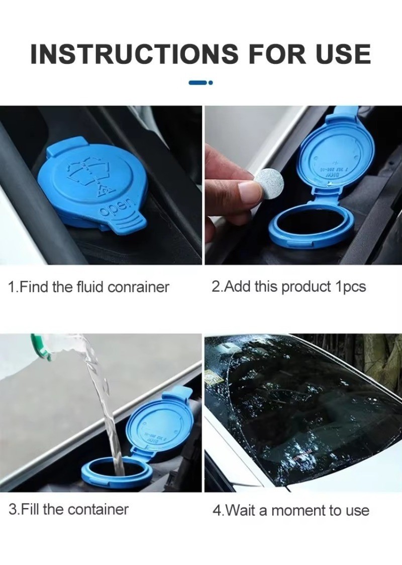 Car Windshield Cleaner Tablets Solid Concentrated Effervescent Wiper ...