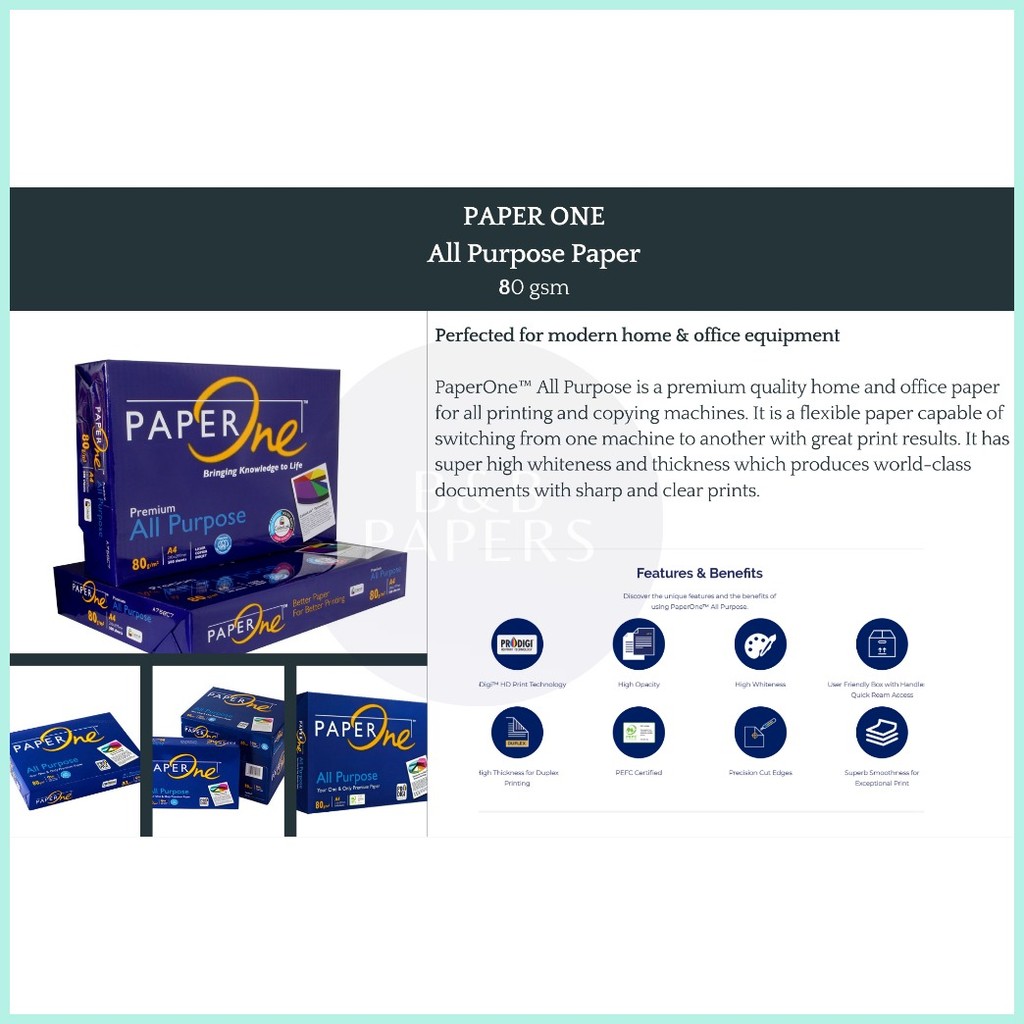 BOX Paper One Bond Paper - Short/Qto, Long/F4, A4 All Purpose Paper 80 ...