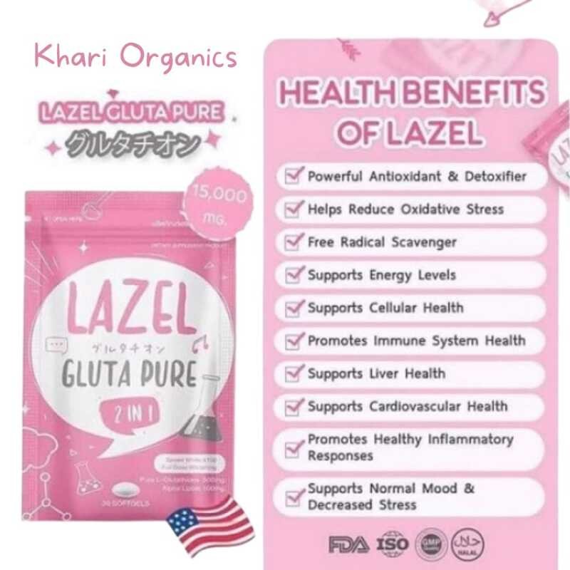 Lazel Gluta Pure 2-In-1 Dietary Supplement Brightening Skin Antioxidant ...