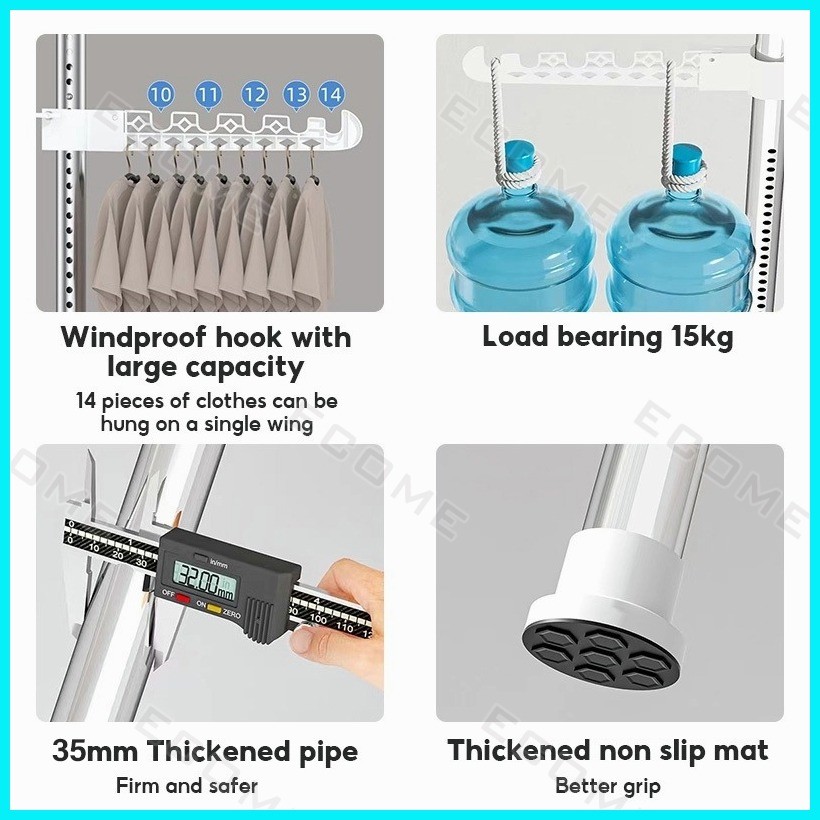 3.5M Adjustable Sampayan Clothes Rack Stand Floor To Ceiling Tension ...