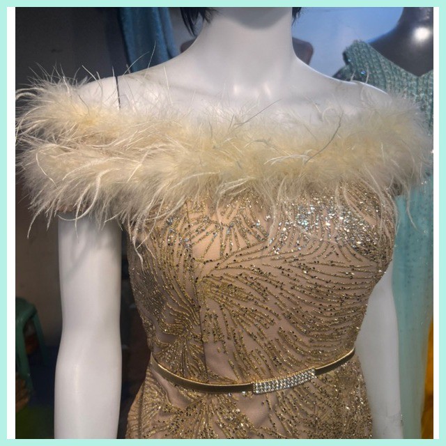 Modern Formal Wear for Special Events Faux Fur Off the Shoulder with ...