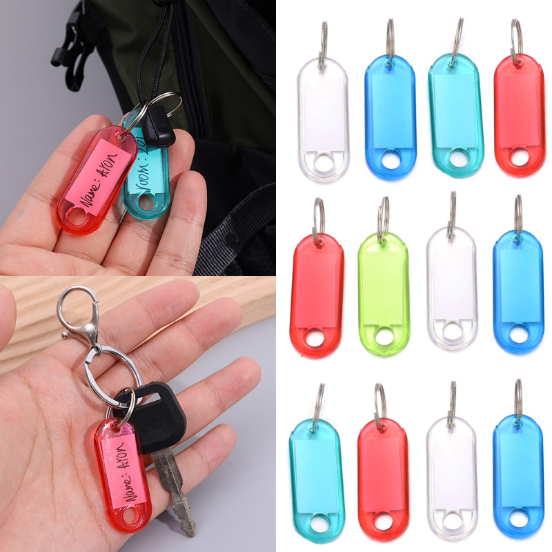 10/50Pcs Crystal Clear Plastic Key Ring Tags - Hotel Number ...