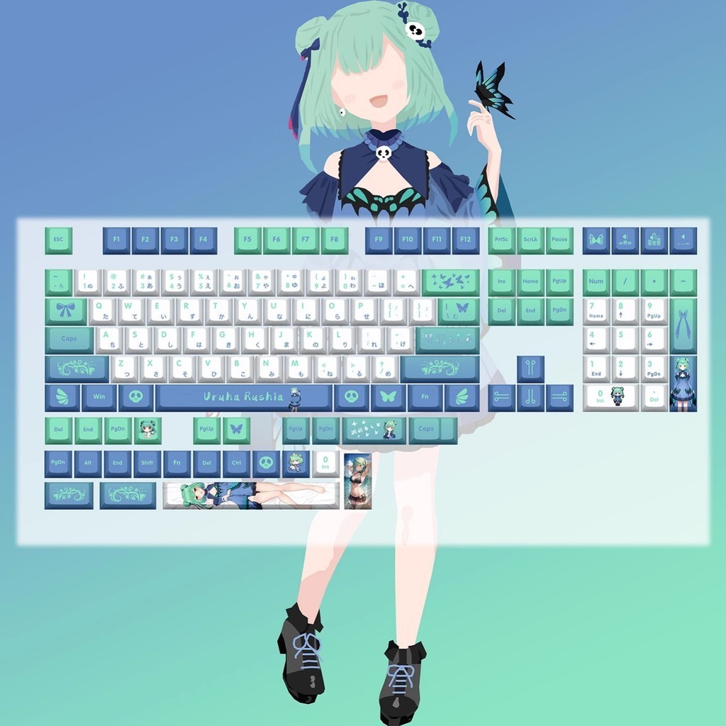 Hololive Keycap Tokoyami Towa Gawr Gura Cherry Profile PBT Five-sided ...