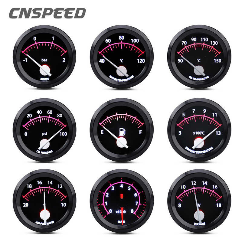 ¤ 2" 52Mm 12V Racing Car Turbo Boost Water Temperature Tachometer RPM ...
