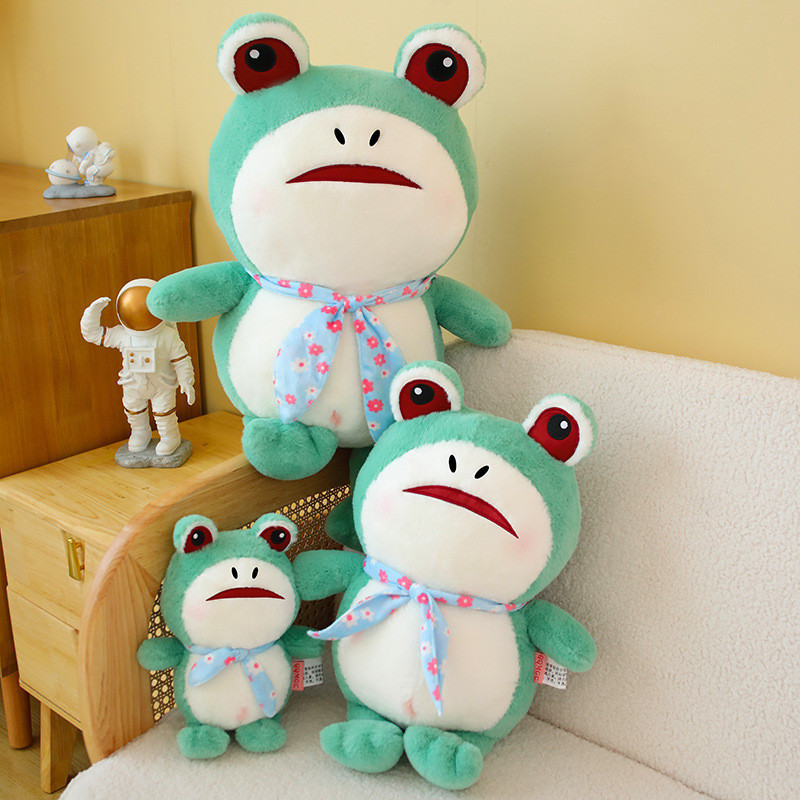 Huggable And Funny Green Frog Plushie Ultra Soft Stuffed For Animal ...