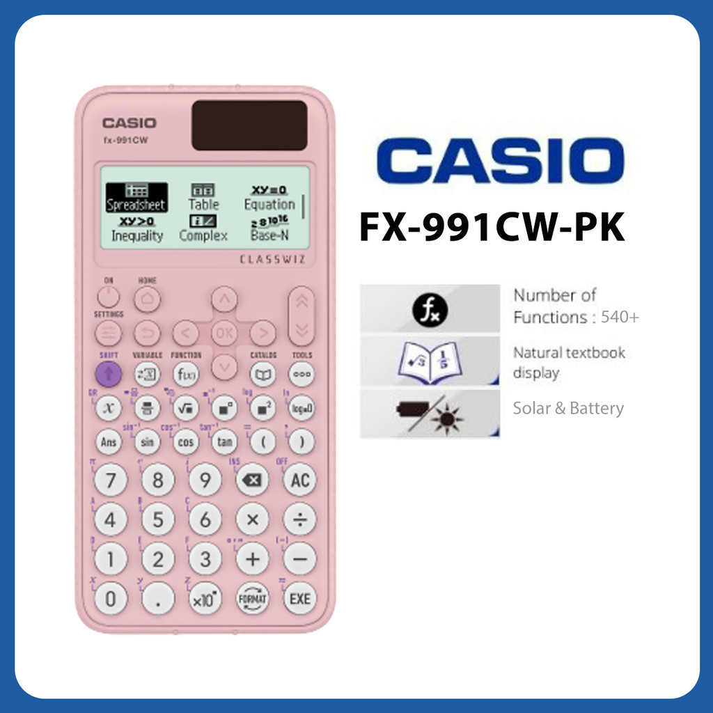 Casio FX-991CW-PK Pink Advanced Scientific Calculator | CLASSWIZ ...