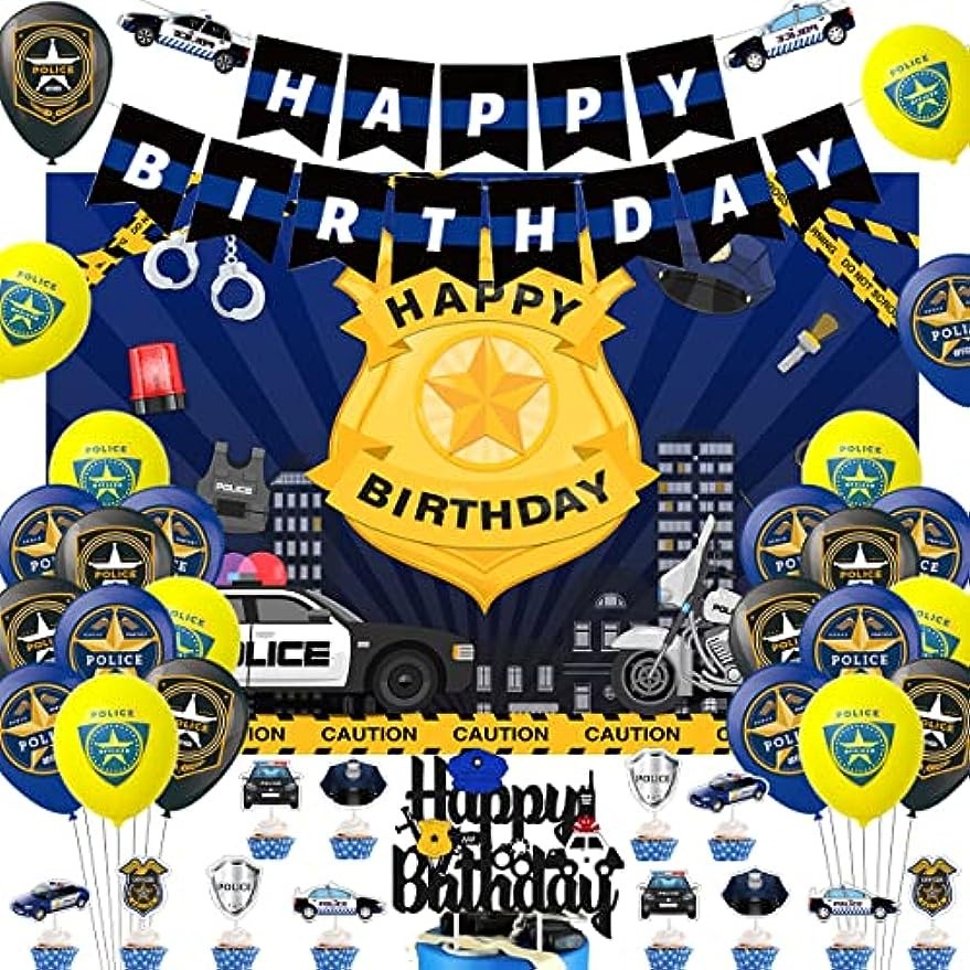 Police Birthday Party Decorations for Kids Police Themed Balloons ...