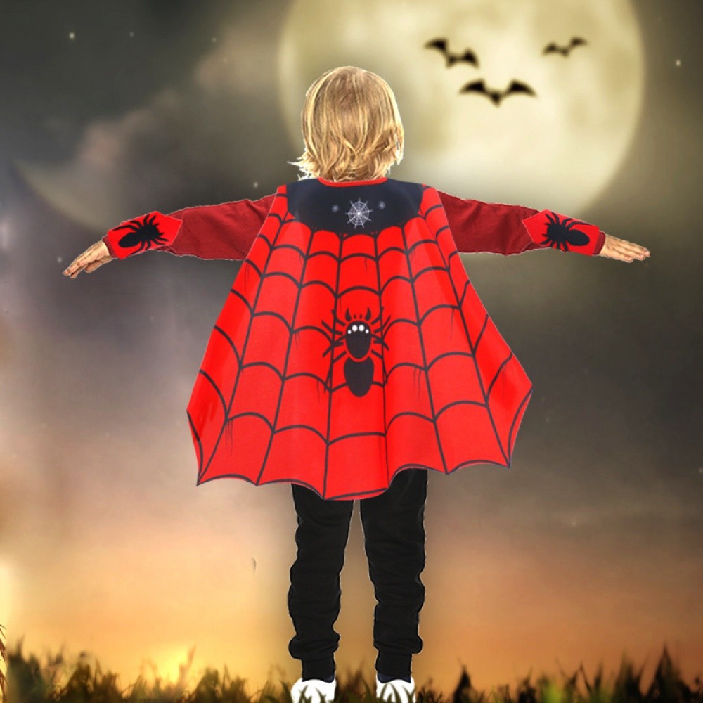 Ready Stock Kids Red Spider-Man Cloak Spider Mask Suit For Kids 3 To 15 ...