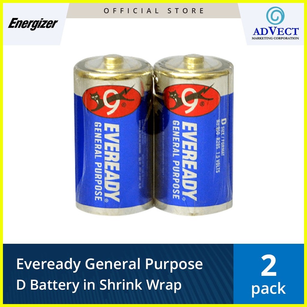 ⊙ Eveready General Purpose D Size Blue in Shrink Wrap Battery (2pcs ...