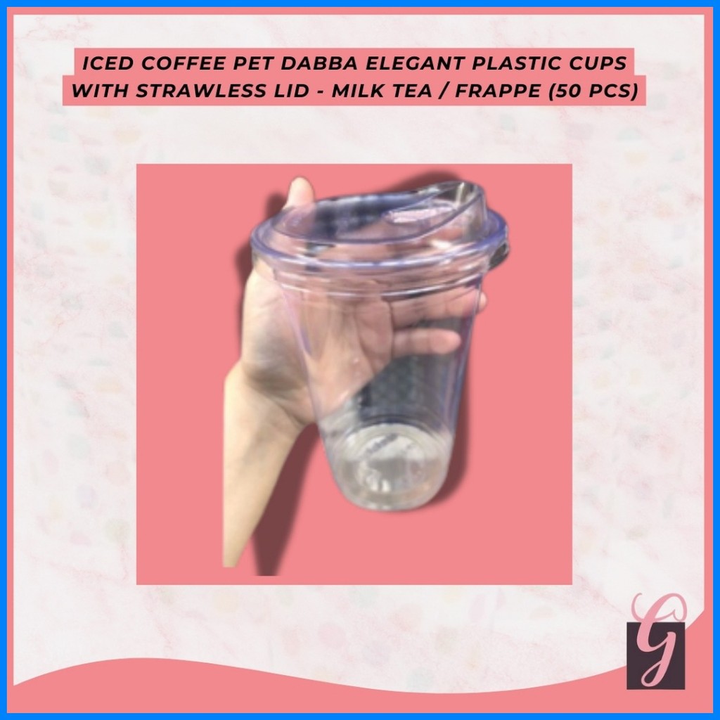 ☪ ⏙ Iced Coffee PET Dabba Elegant Plastic Cups with Strawless Lid ...