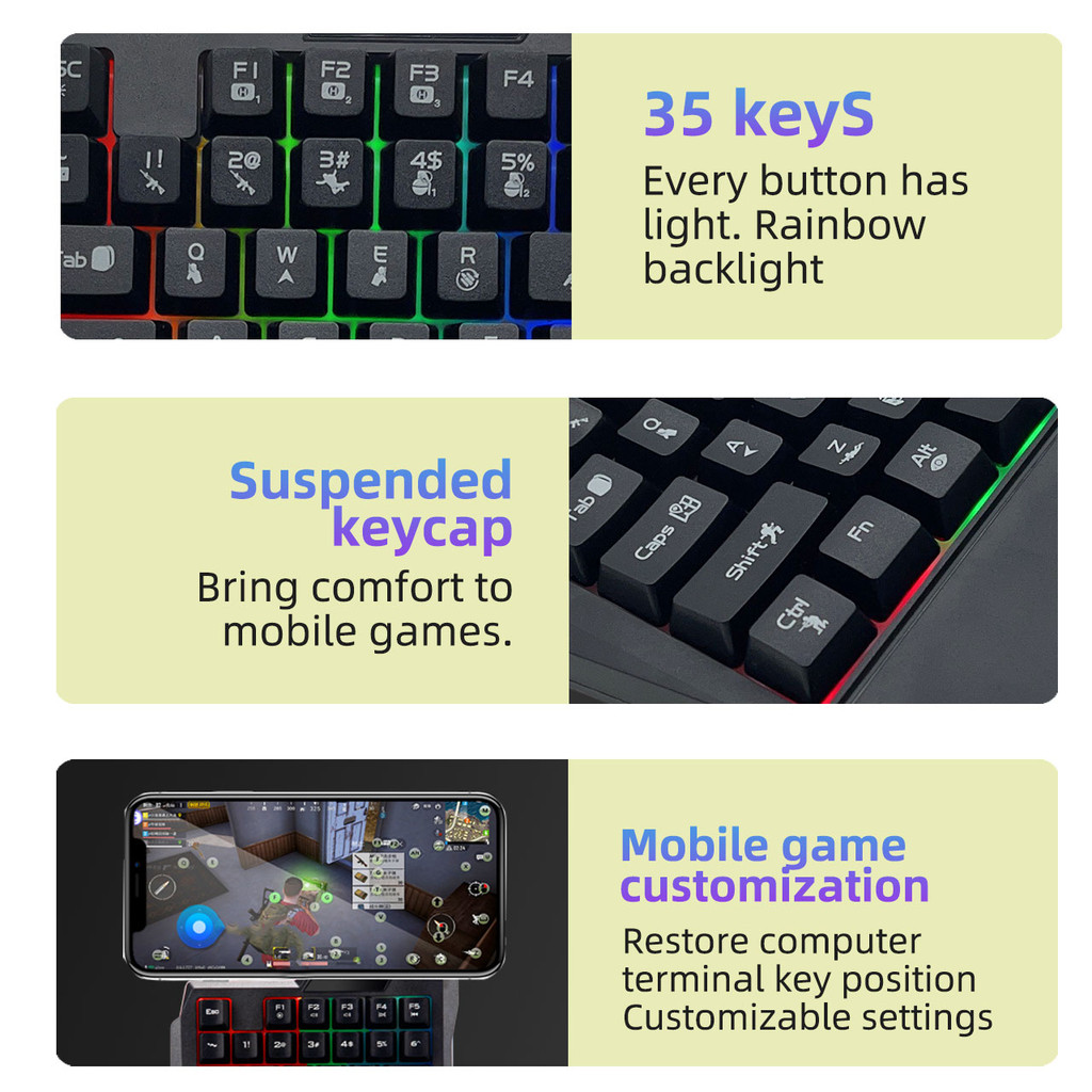 Zeus 35 Keys One-handed Gaming keyboard Ergonomic Keypad for Laptop ...