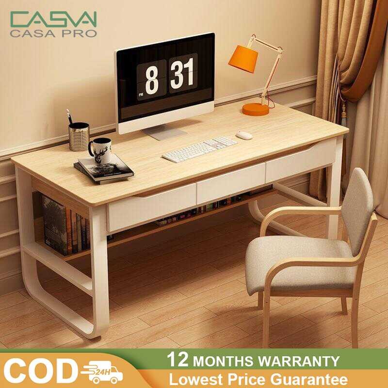 CASA White Folding Computer Desk Drawing Study Adjustable Height Laptop ...