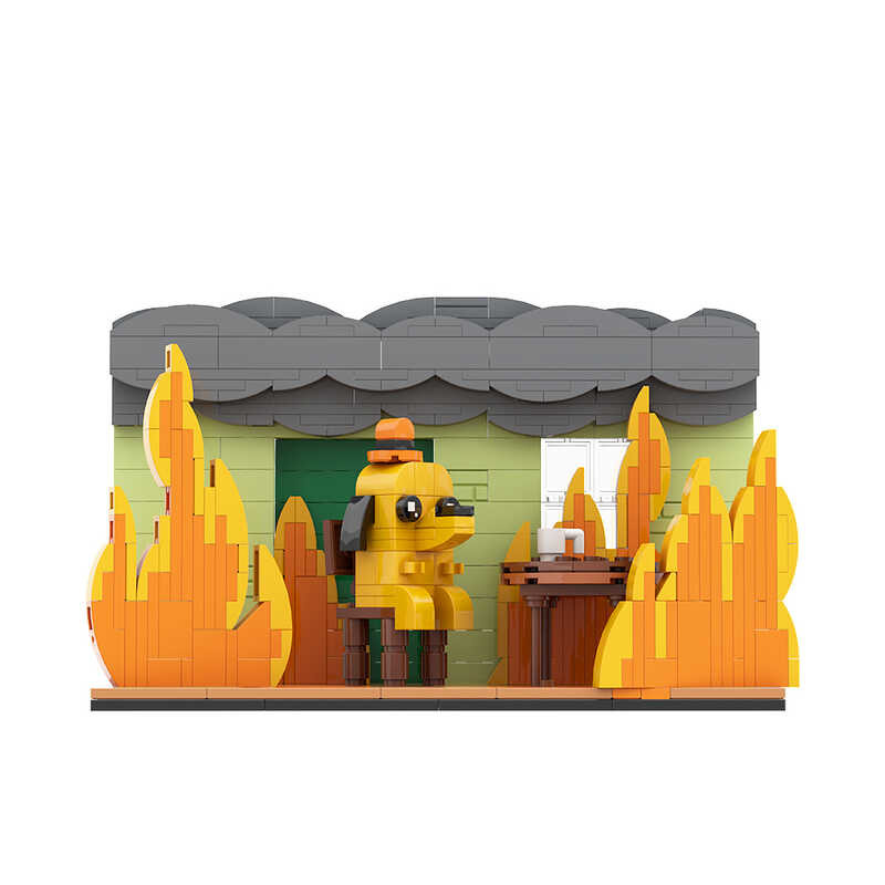 Gobric ∮ MOC This Is Fine-Meme Vignette Bloc Set Anime Cartoon Hound ...