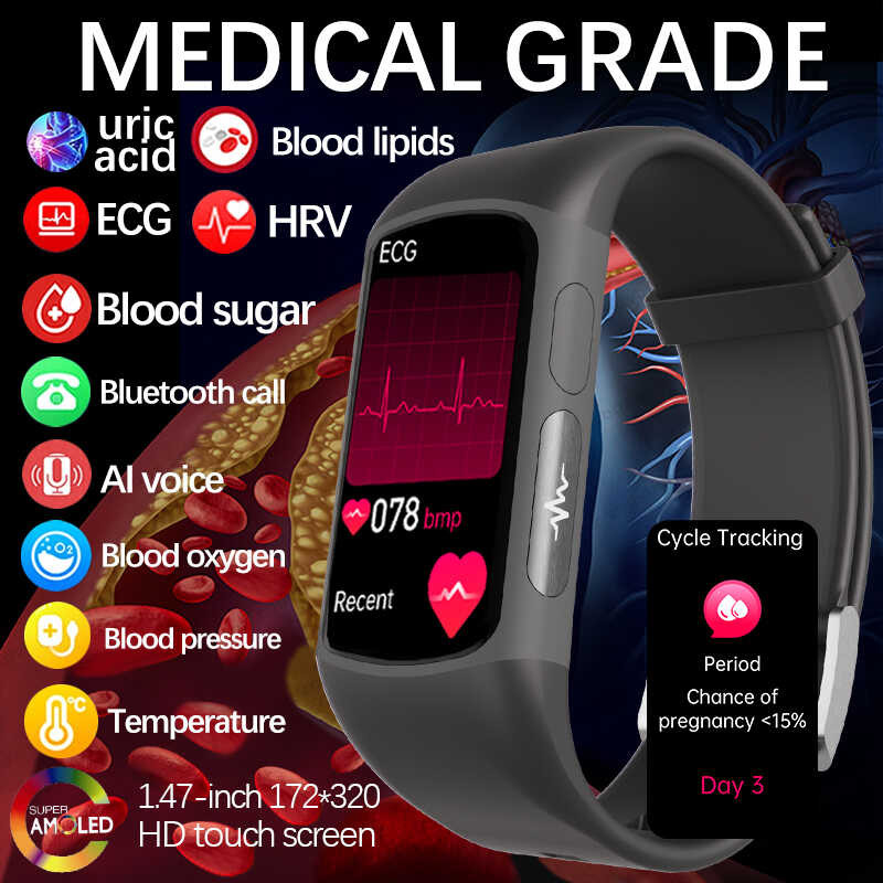 2024 New Medical Grade Watch Bracelet Men Pressure Blood Lipid Uric ...