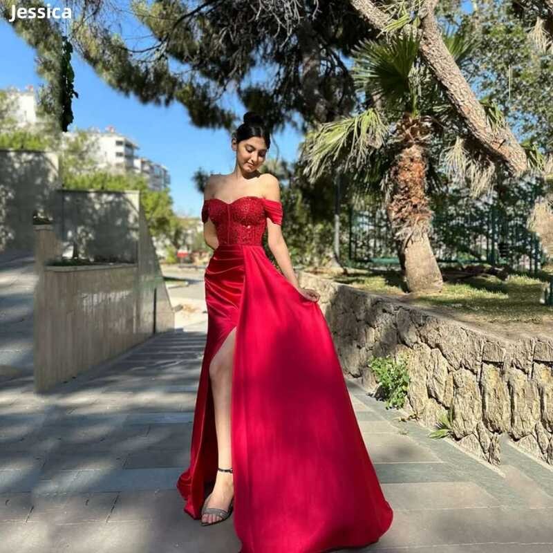 AA AA Jessica Satin Sequins Evening Gorgeous Red Prom Dresses Ladies ...