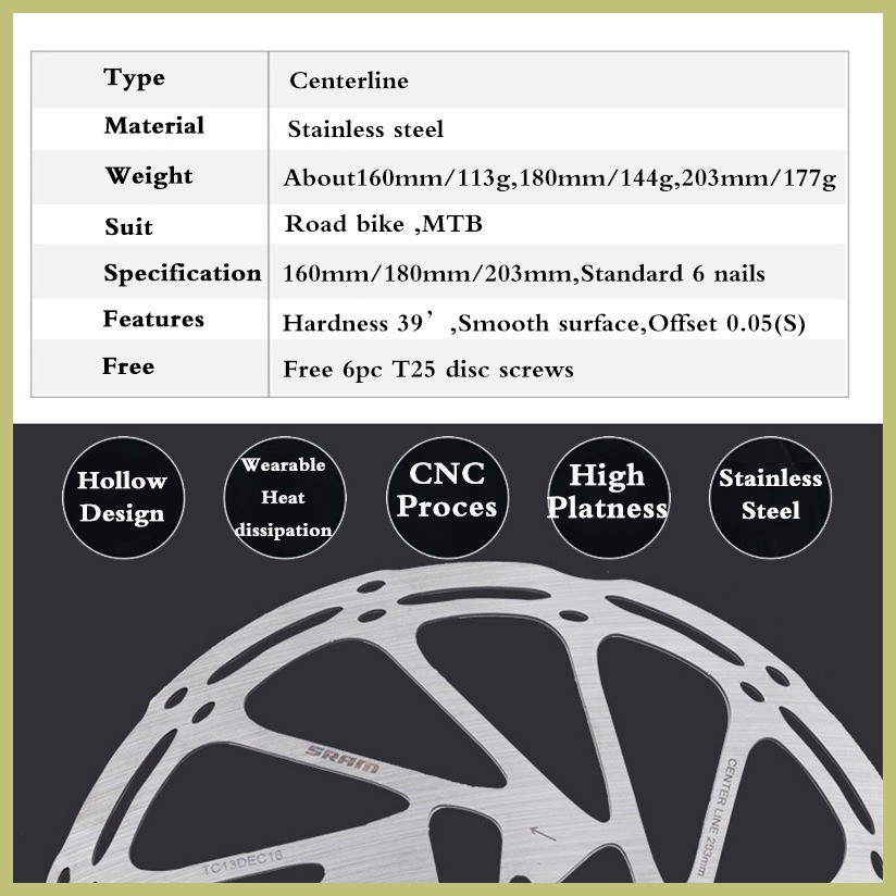 ∇ 140mm SRAM Disc Brake Rotors Centerline Rotor 160mm 180mm 203mm MTB ...