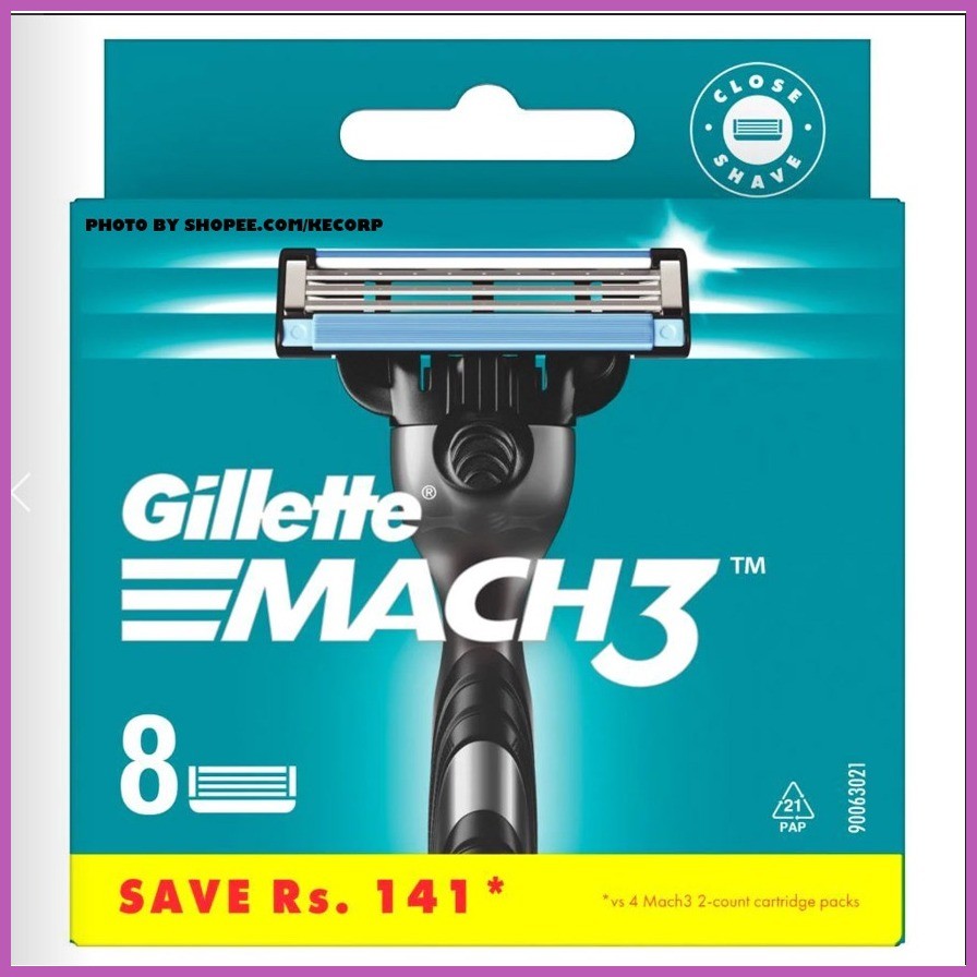 ☢ Gillette Mach 3 up to 30-60 shave per pack Authentic (4 Cartridges, 2 ...