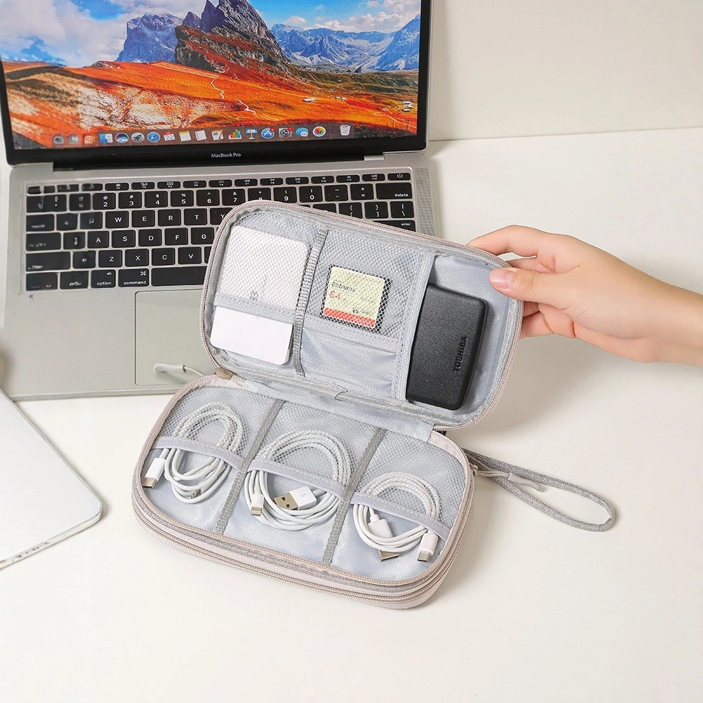 Double Layer Travel Organizer Travel cable storage bag digital ...