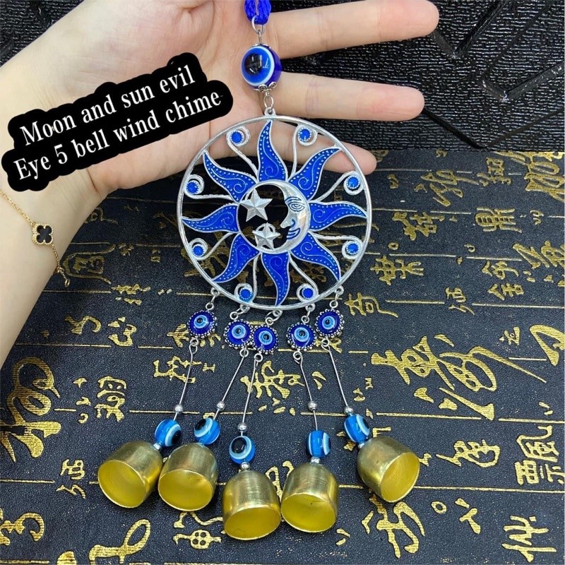 moon & sun evil eye 5 bells wind chime | Shopee Philippines