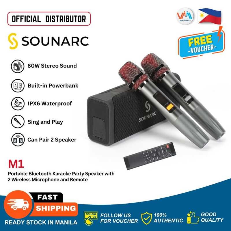 Sounarc By Tronsmart M1 80W Portable Bluetooth Karaoke Speaker Ipx6 Waterproof 8000Mah 12M ...