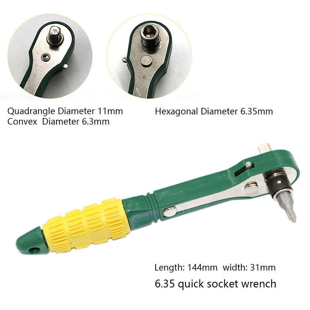 【HOT】 Ready Stock Quick Ratchet Wrench Rod 6.35 Socket Wrench 1/4 inch ...