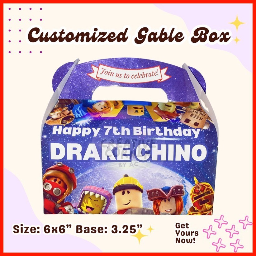 ∩ Customized Gable Box / Loot Bags / Donut box Any Occasion Theme ...