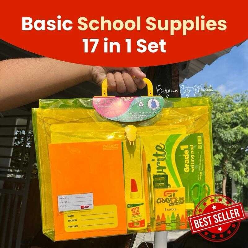 17Pcs Pack Basic School Supplies For Grade 1 To Highschool Set Includes ...