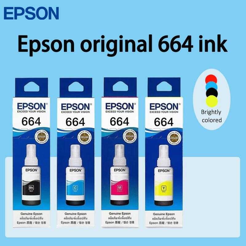 Original Epson 664 Black Ink Bottle EPSON ECOTANK L121 L100 L120 L111 L130 L220 C13t664100 Blue ...