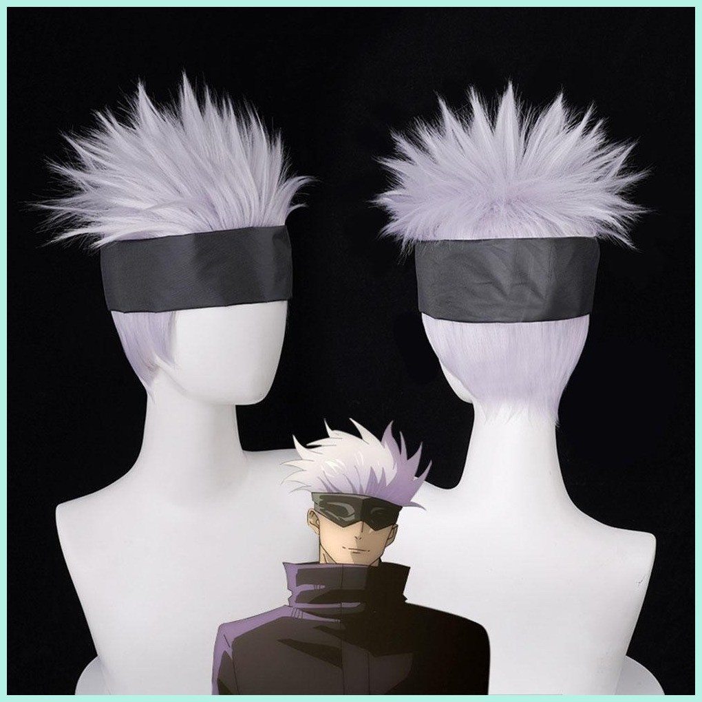 L-email wig Jujutsu Kaisen Satoru Gojo Cosplay Wig Grey Short Fluffy ...