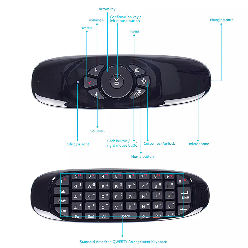 C120 Air Mouse 2.4G Rf Smart Remote Control 7 Color Backlight English ...