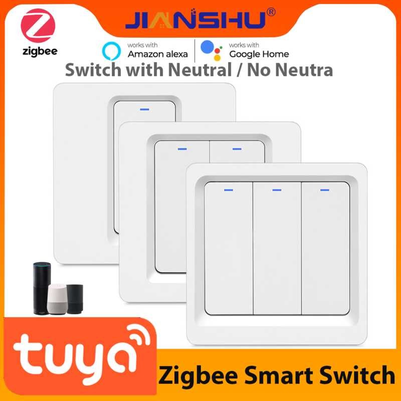 Smart Jianshu Tuya Wifi Zigbee Walang & Neutral Wire Wall Push Button ...