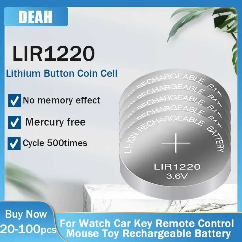 Lir1220 3.6V Lithium Rechargeable Batteries For Remote Control Watch ...